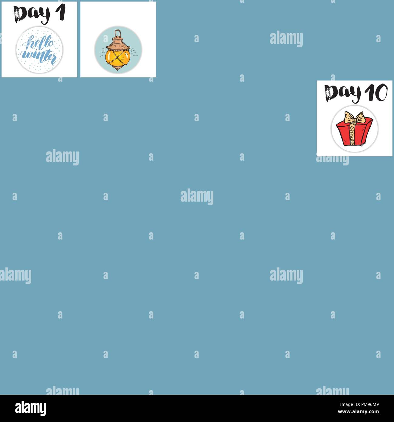 Christmas advent calendar. Hand drawn elements and numbers. Winter ...