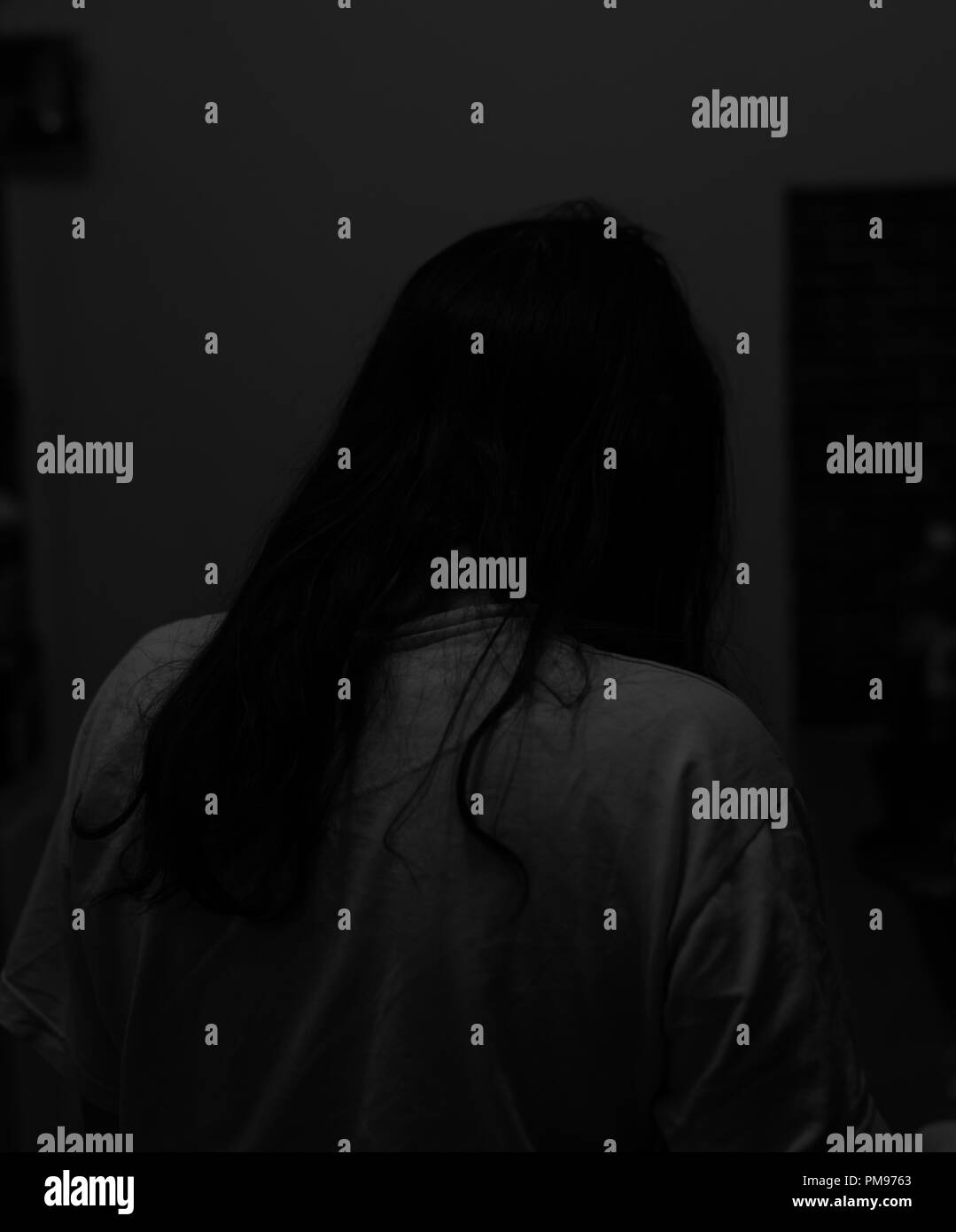 Halloween scary girl witch in Black and White Stock Photos & Images - Alamy