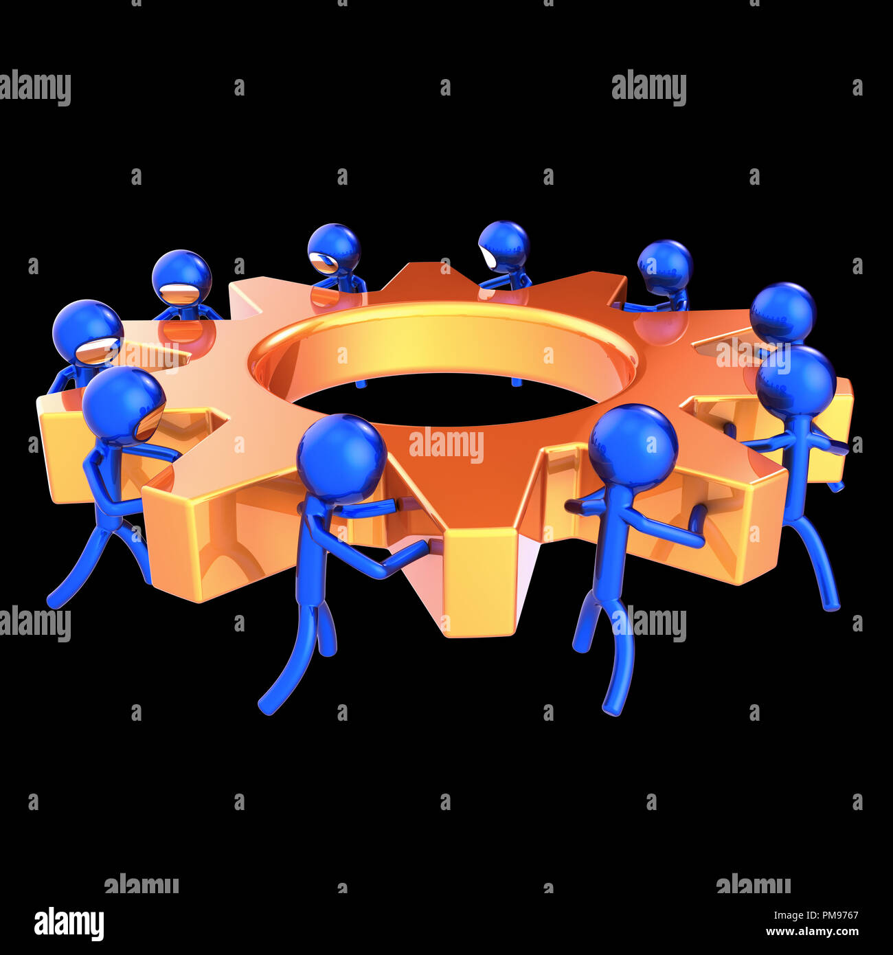 gear wheel business process teamwork characters cogwheel abstract ...