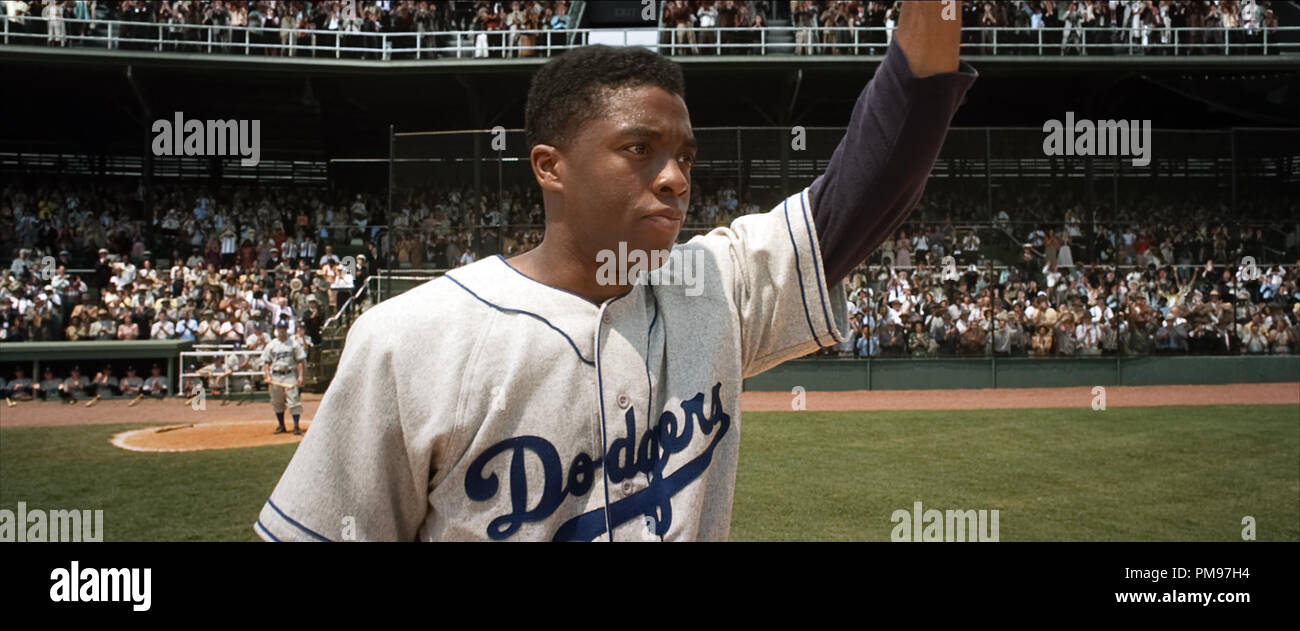 CHADWICK BOSEMAN as Jackie Robinson in Warner Bros. Pictures’ and ...