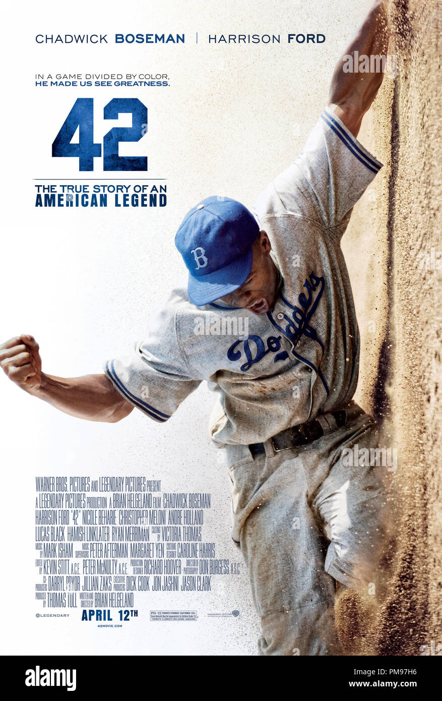 CHADWICK BOSEMAN as Jackie Robinson in Warner Bros. Pictures’ and ...