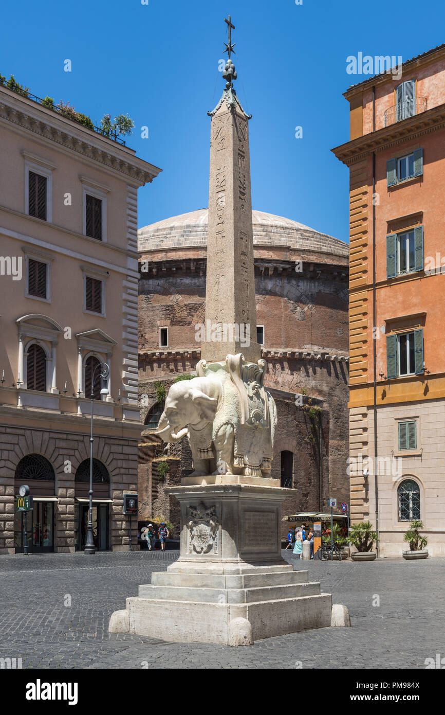 Elephant and Obelisk sculpture by Bernini, Rome, Italy Stock Photo - Alamy