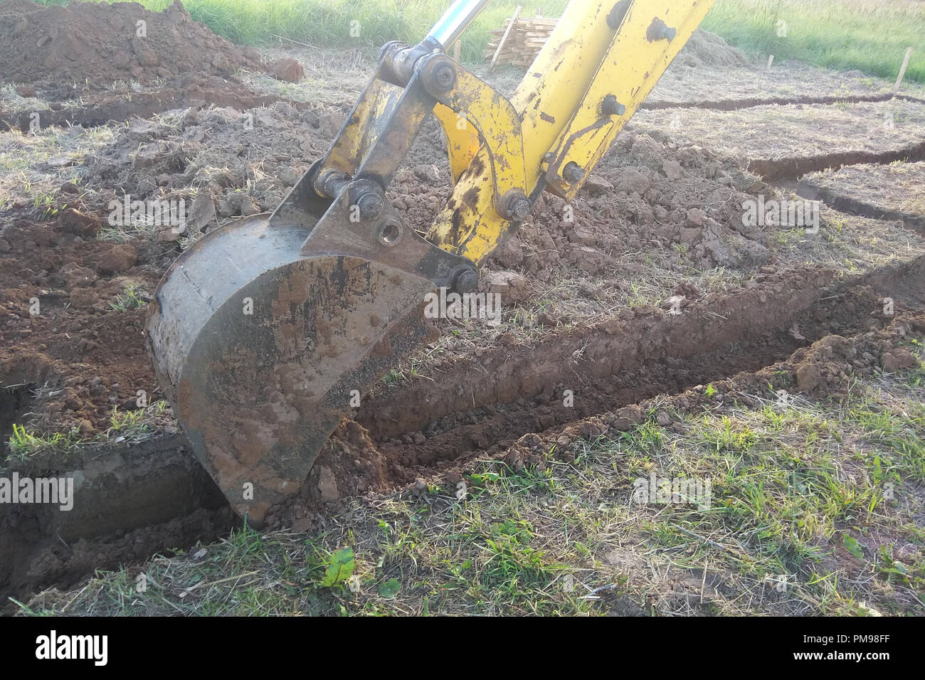 Work of excavating machine on building construction site 2018 Stock Photo - Alamy