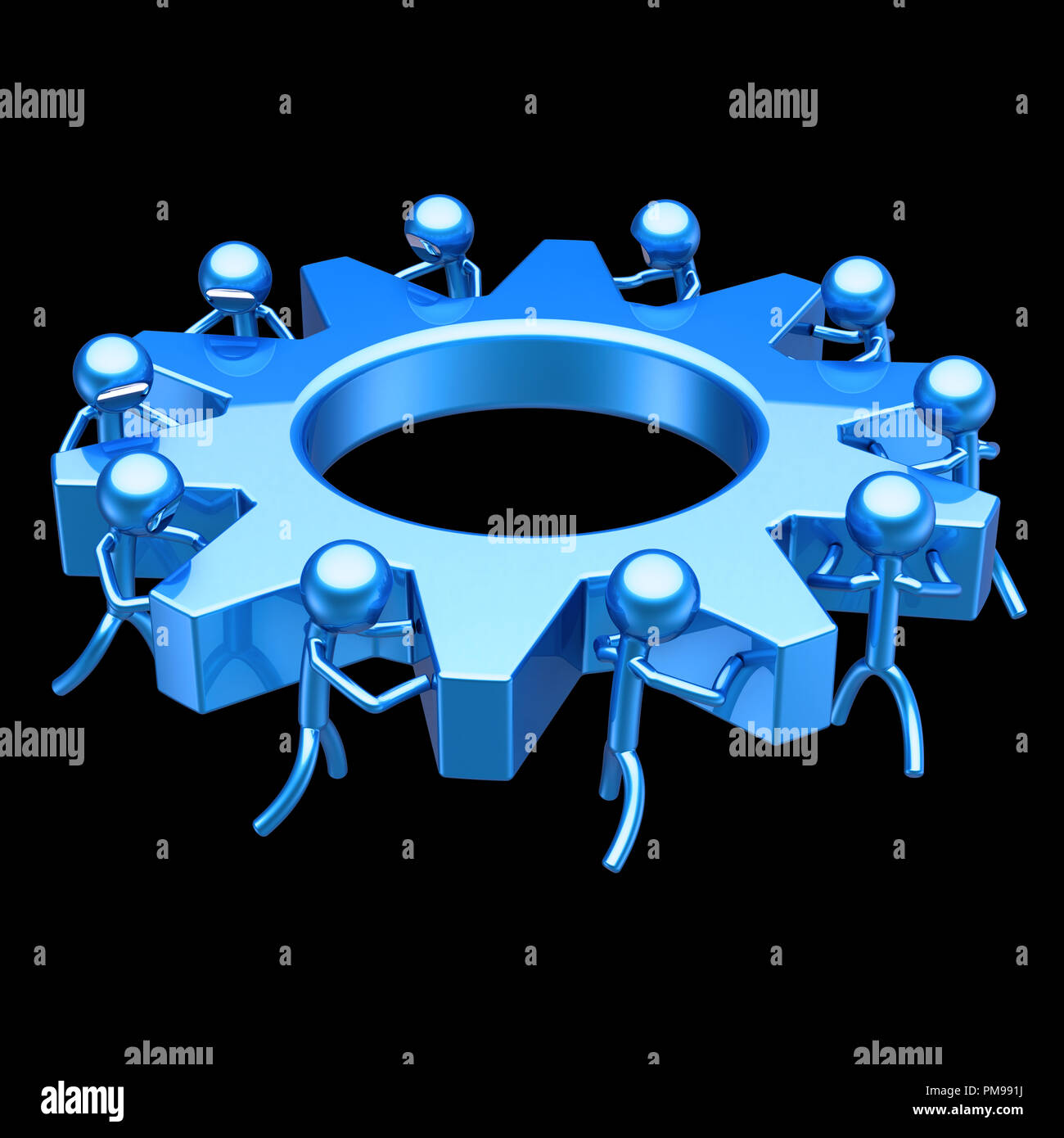 characters gear wheel partnership blue, human resources cooperation ...