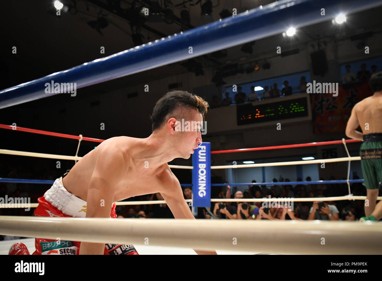 Tokyo, Japan. 11th Sep, 2018. Ryo Matsumoto (JPN) Boxing : Ryo Matsumoto of Japan is knocked ...