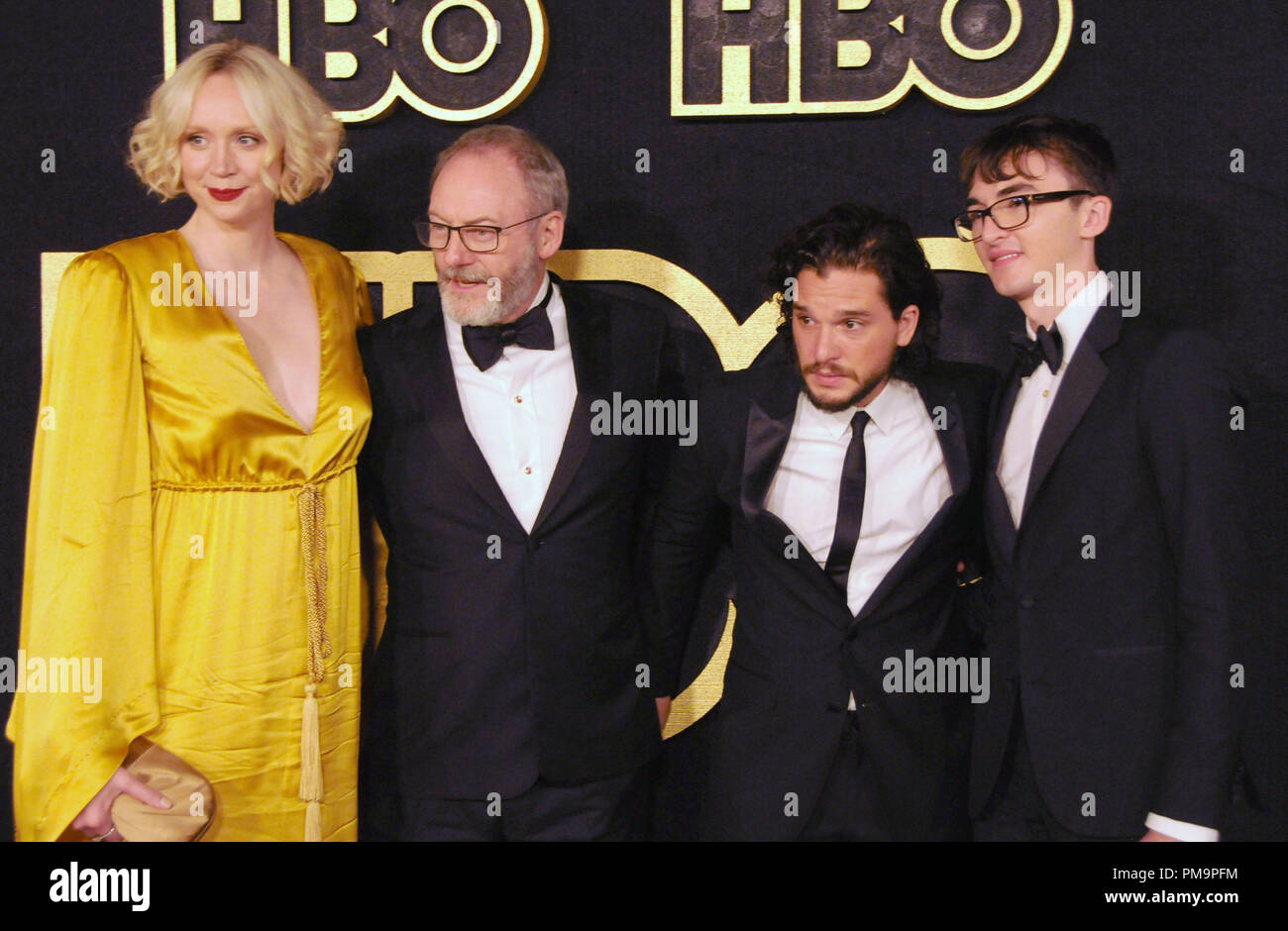 West Hollywood, USA. 17th Sep 2018. (L-R) Actress Gwendoline Christie, actors Liam Cunningham ...