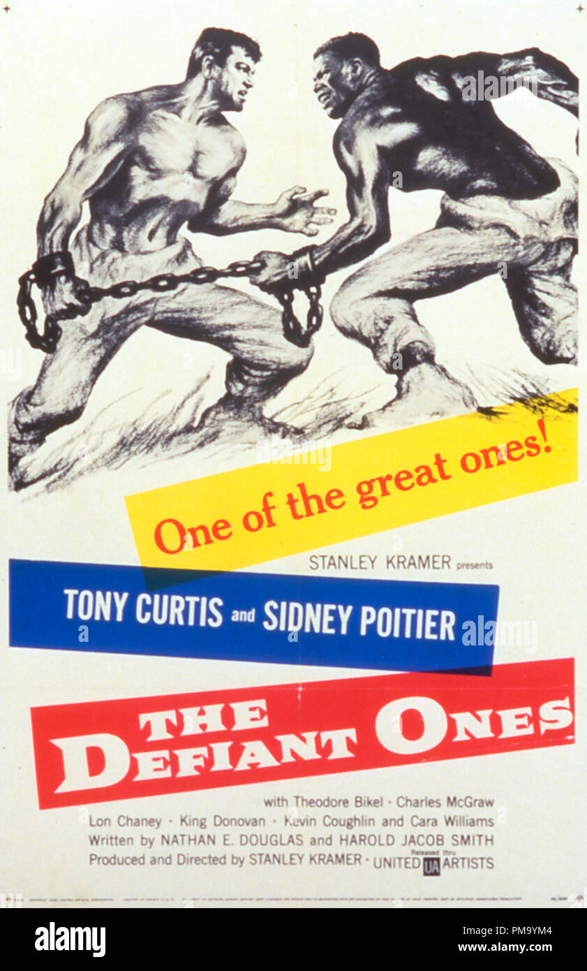 Tony Curtis, Sidney Poitier,"The Defiant Ones" Poster 1958 MGM File ...