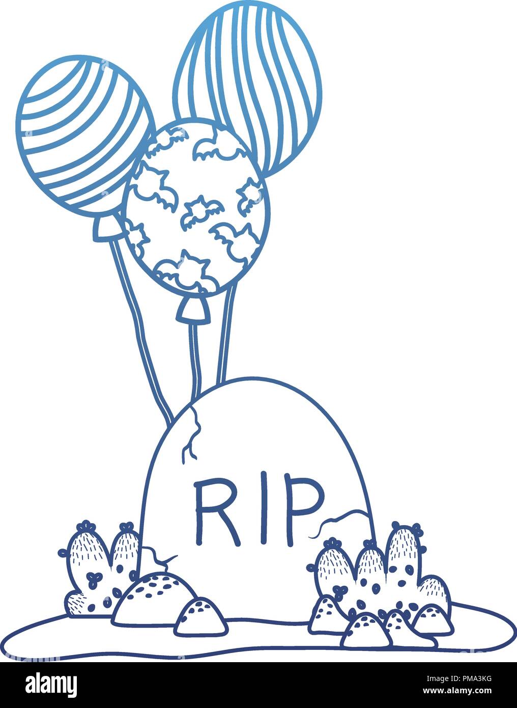 degraded outline rip stone tablet with funny balloons Stock Vector ...