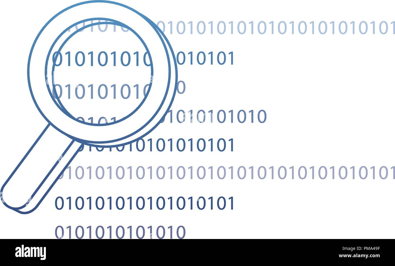 degraded outline magnifying glass programming code technology Stock Vector Image & Art - Alamy