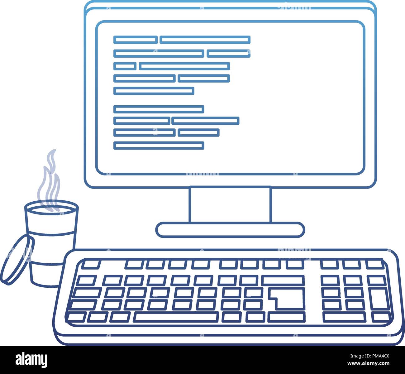 degraded outline computer with programming code and hot coffee Stock Vector Image & Art - Alamy