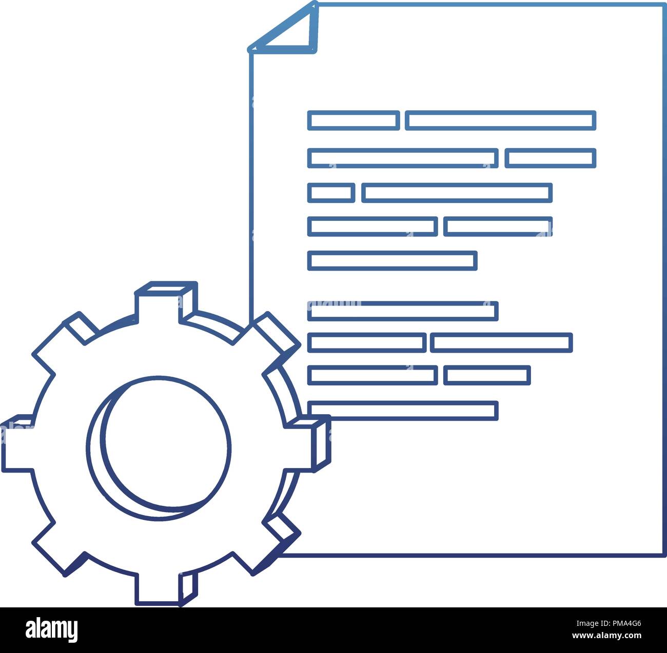 degraded outline document with programming code and industry gear Stock Vector Image & Art - Alamy