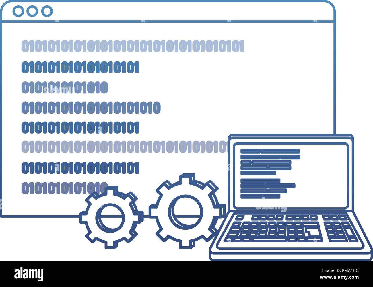 degraded outline laptop and website with data program code Stock Vector Image & Art - Alamy