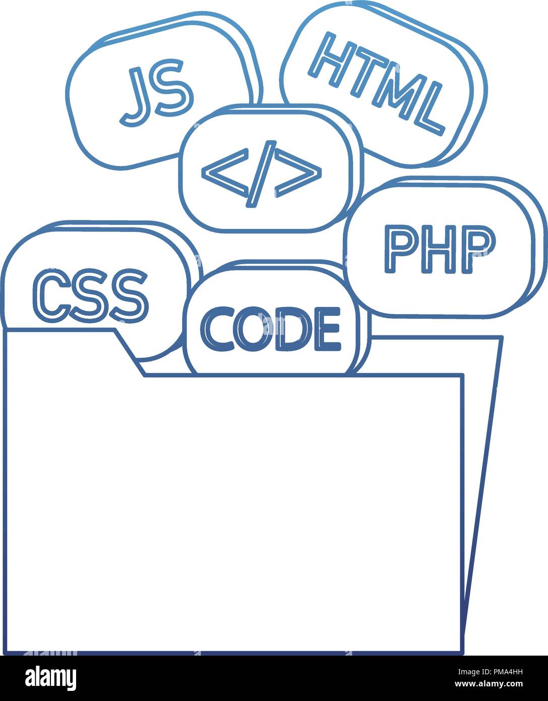 degraded outline folder file with programming code technology Stock Vector Image & Art - Alamy