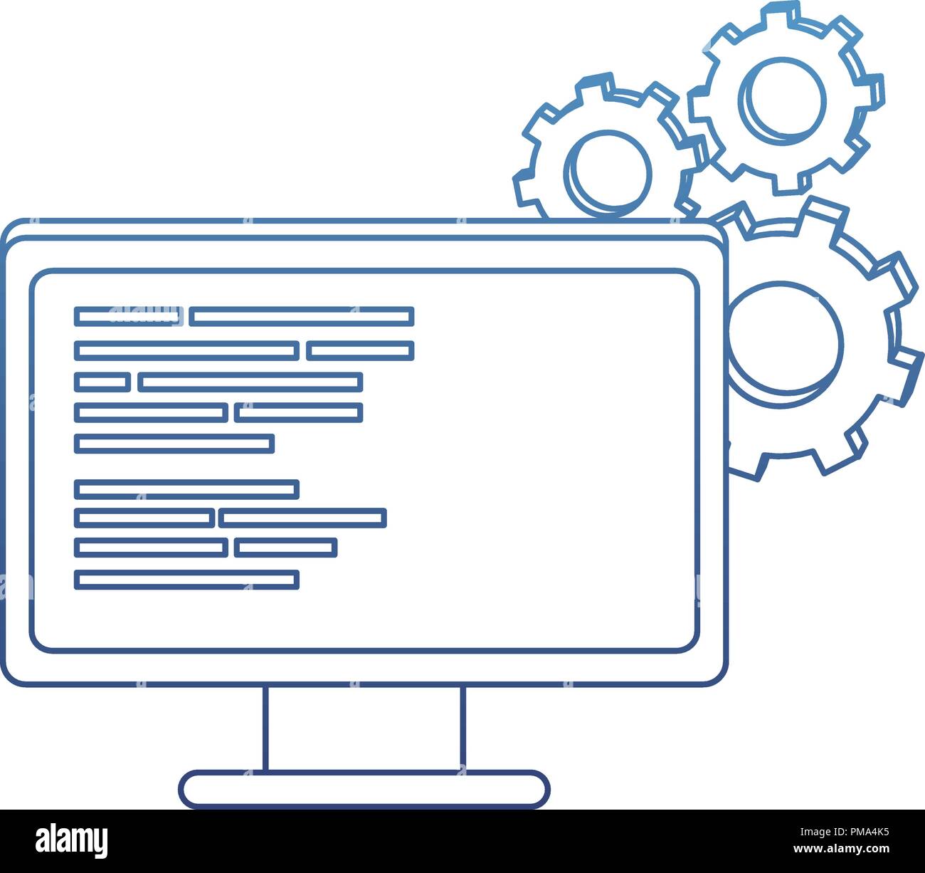 degraded outline industry gear and computer with code program Stock Vector Image & Art - Alamy