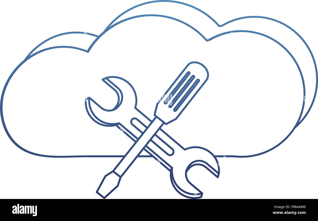 degraded outline cloud data with industry equipments repair Stock Vector Image & Art - Alamy