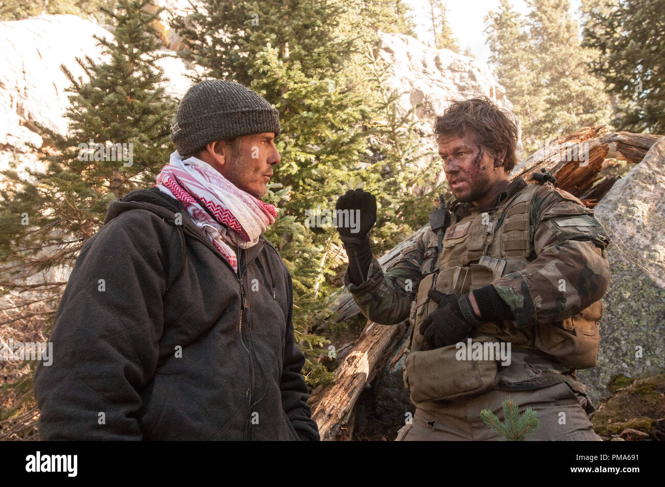 (L to R) Writer/director/producer PETER BERG and MARK WAHLBERG as ...