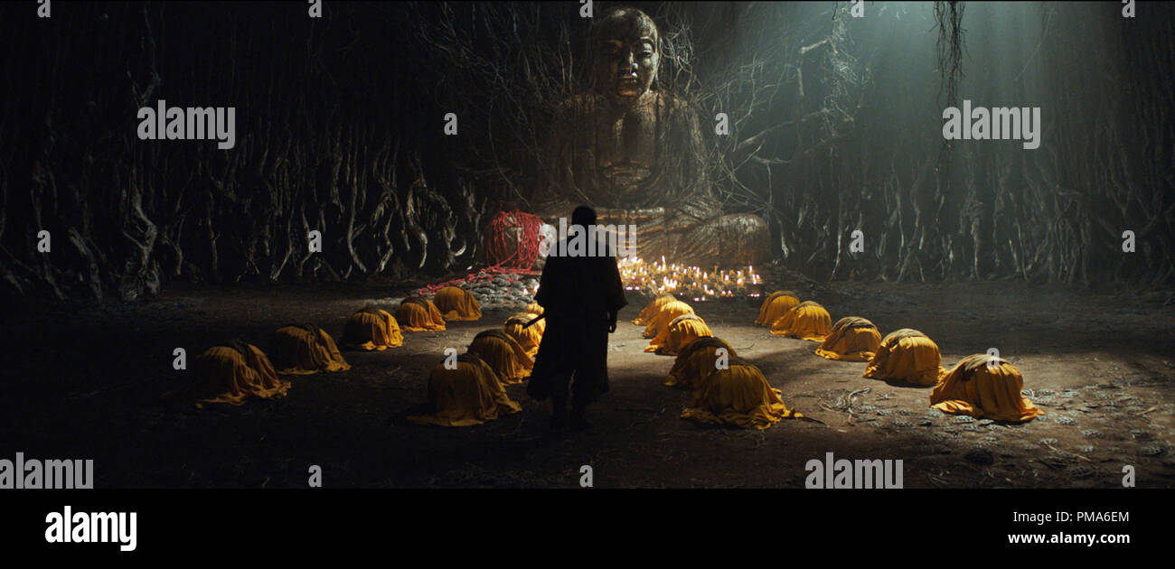 Oishi (HIROYUKI SANADA) walks among the Tengu monks in the action ...