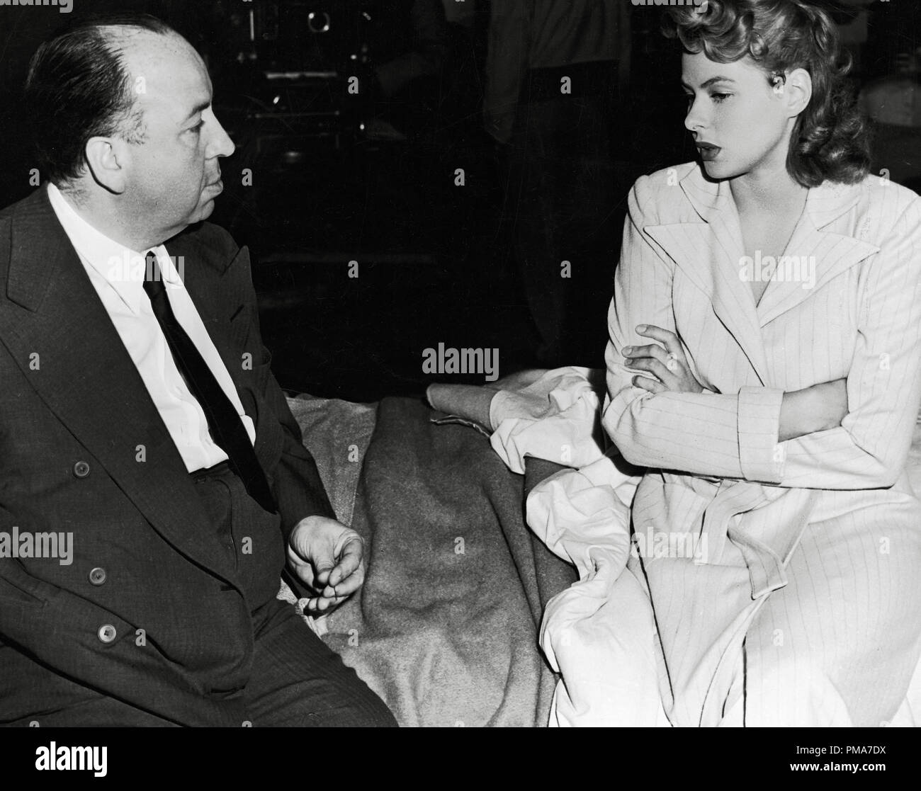 Alfred Hitchcock and Ingrid Bergman on the set of "Spellbound", 1945 ...
