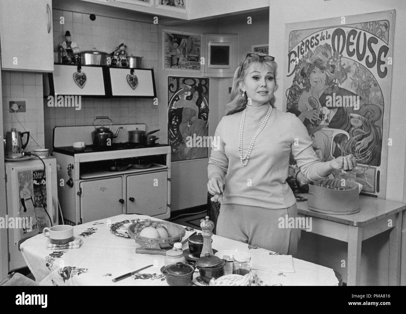 Zsa Zsa Gabor in the kitchen of her new home in Belgravia, 1968 © JRC ...