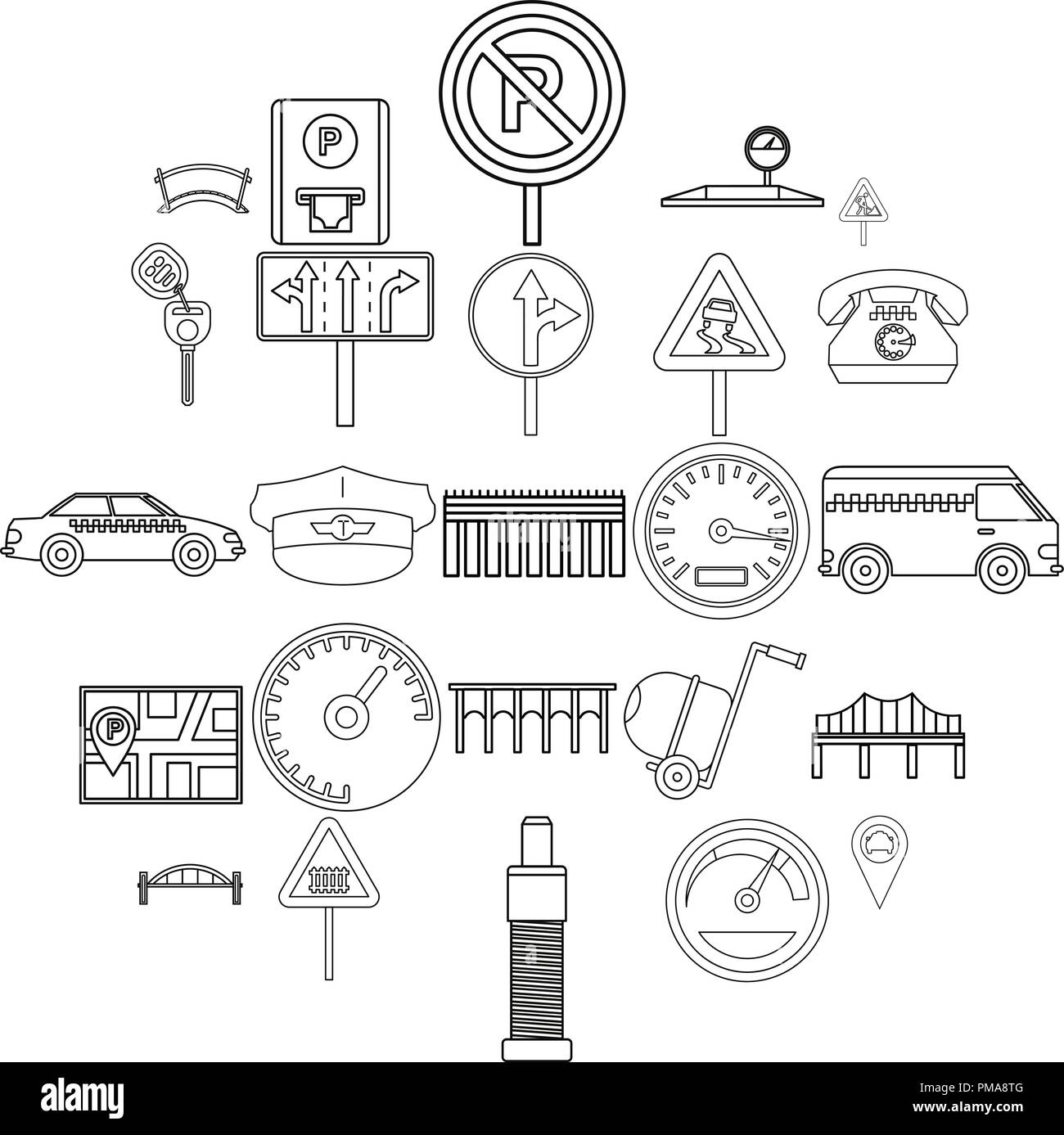 Pavement icons set, outline style Stock Vector Image & Art - Alamy