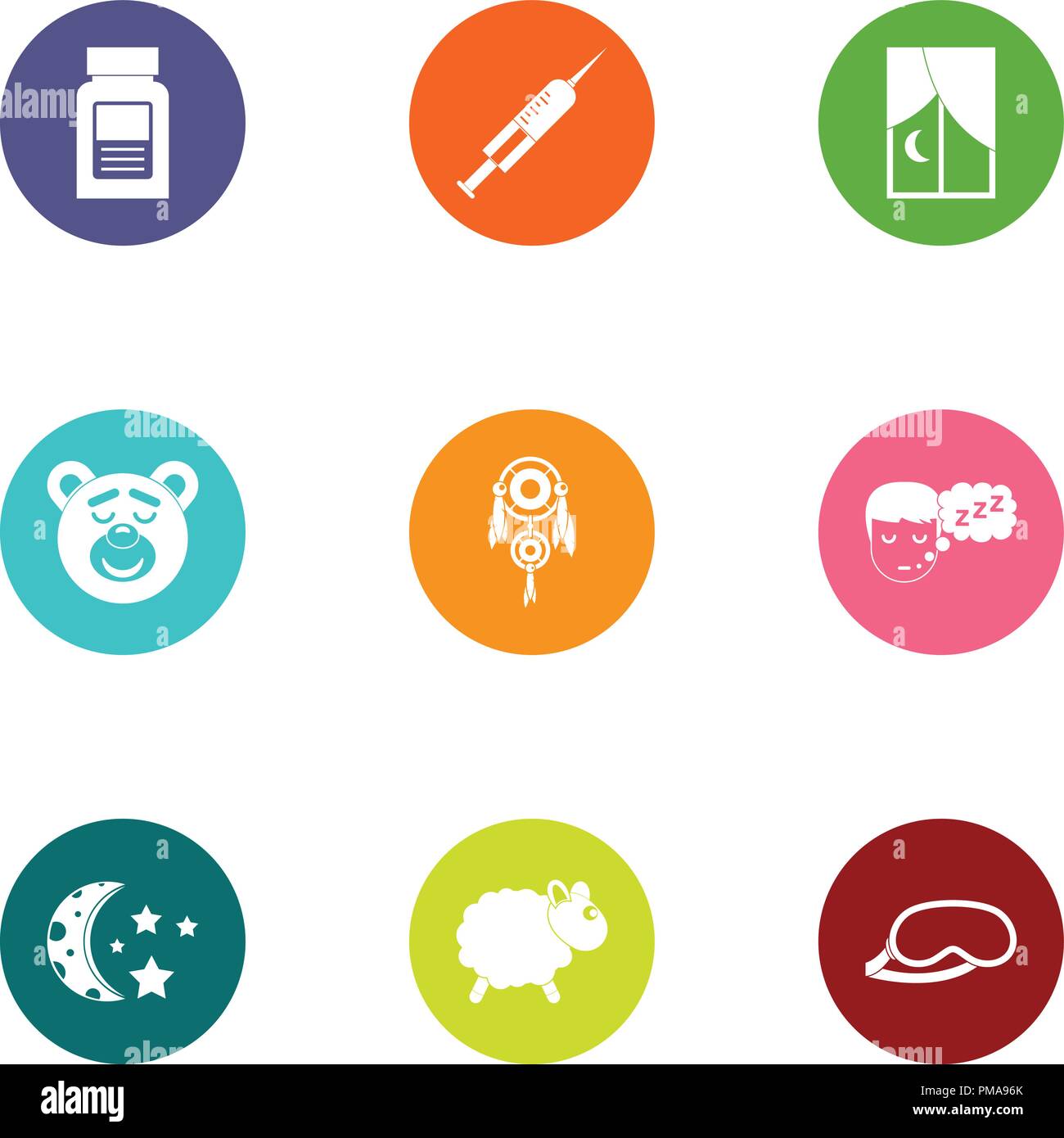 Soporific icons set, flat style Stock Vector Image & Art - Alamy