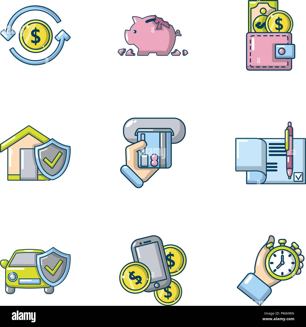 Money protection icons set, cartoon style Stock Vector Image & Art - Alamy