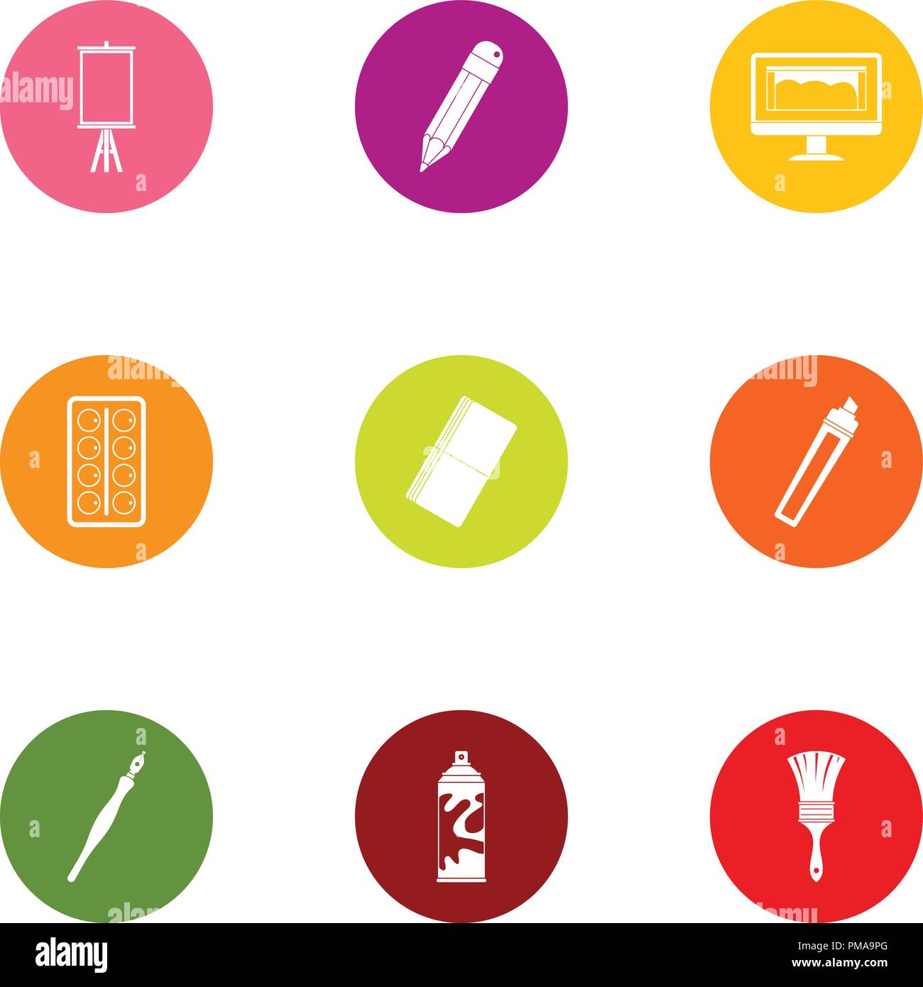 Drawing course icons set, flat style Stock Vector Image & Art - Alamy