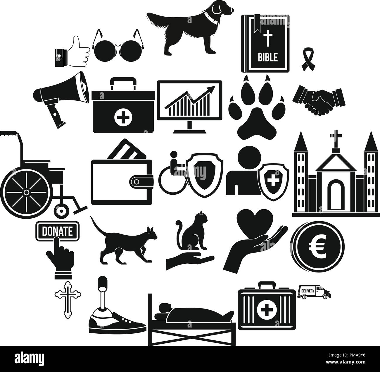 Welfare icons set, simple style Stock Vector Image & Art - Alamy