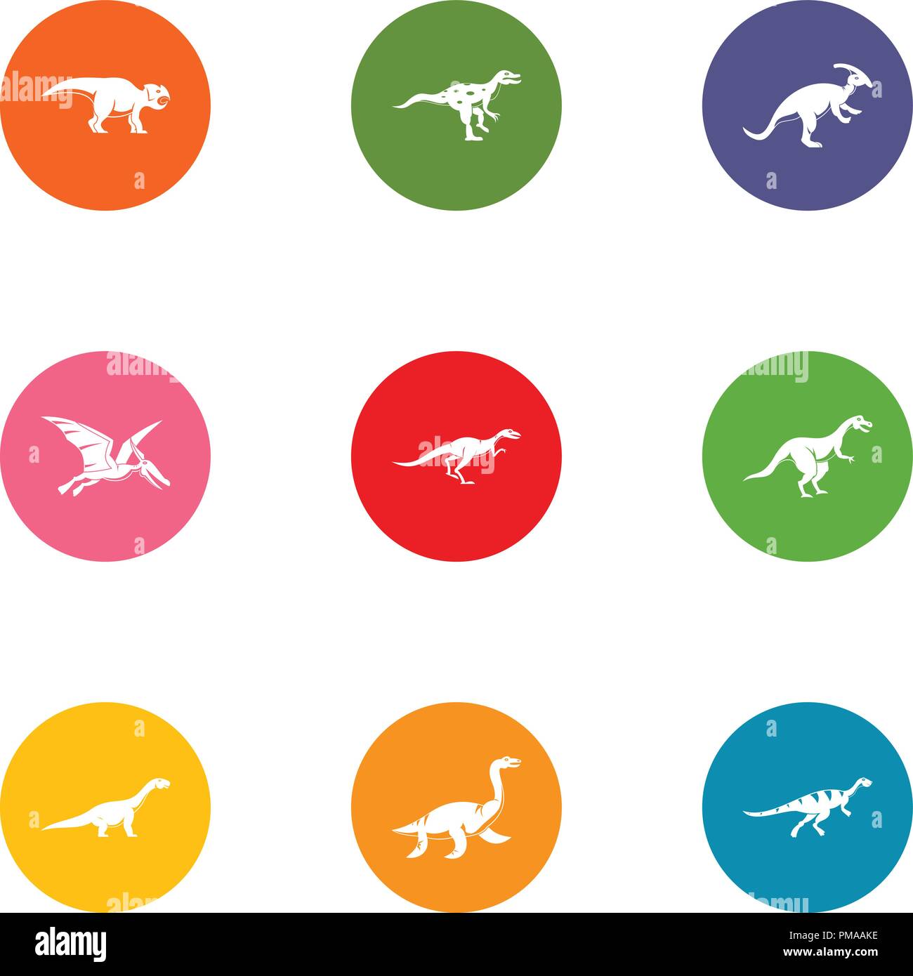 Saurian icons set, flat style Stock Vector Image & Art - Alamy