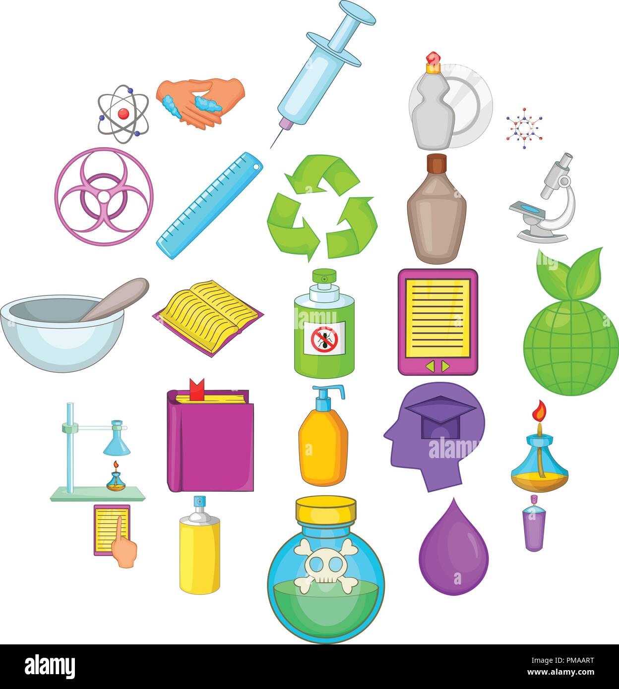 Chemical experience icons set, cartoon style Stock Vector Image & Art ...
