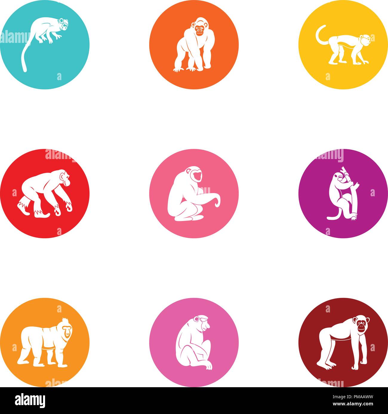 Anthropoid icons set, flat style Stock Vector Image & Art - Alamy