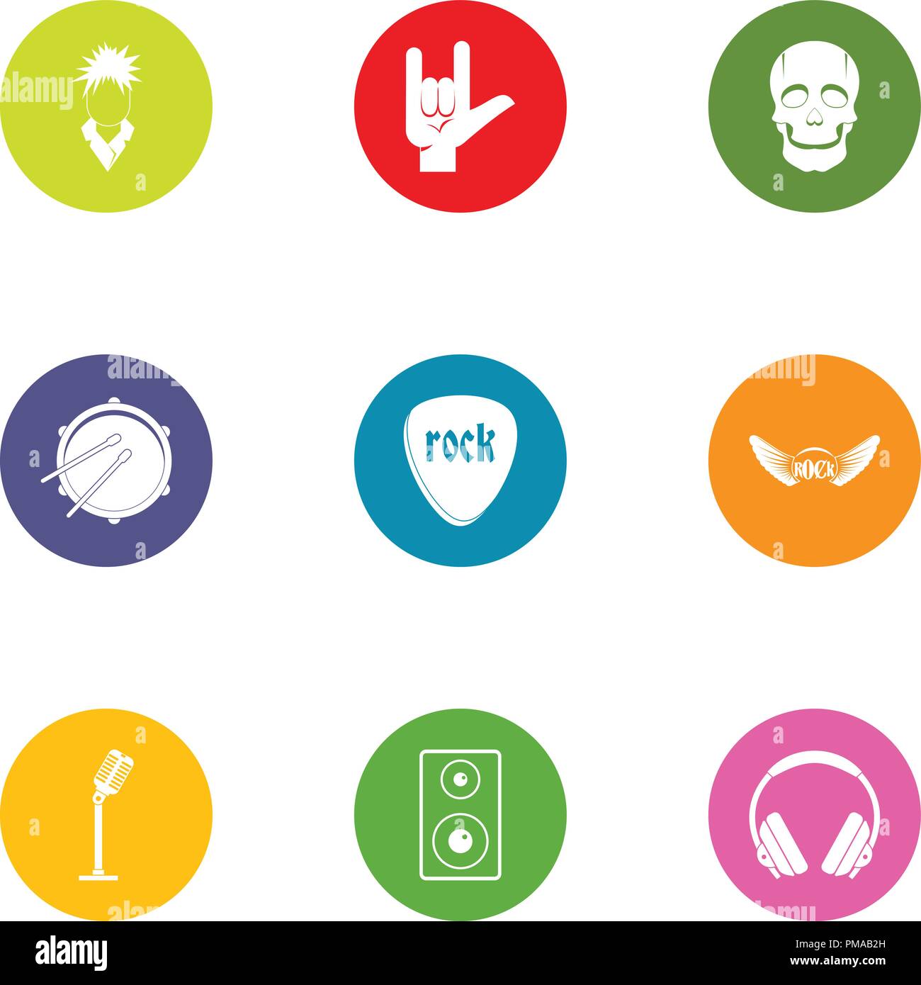 Rock news icons set, flat style Stock Vector Image & Art - Alamy