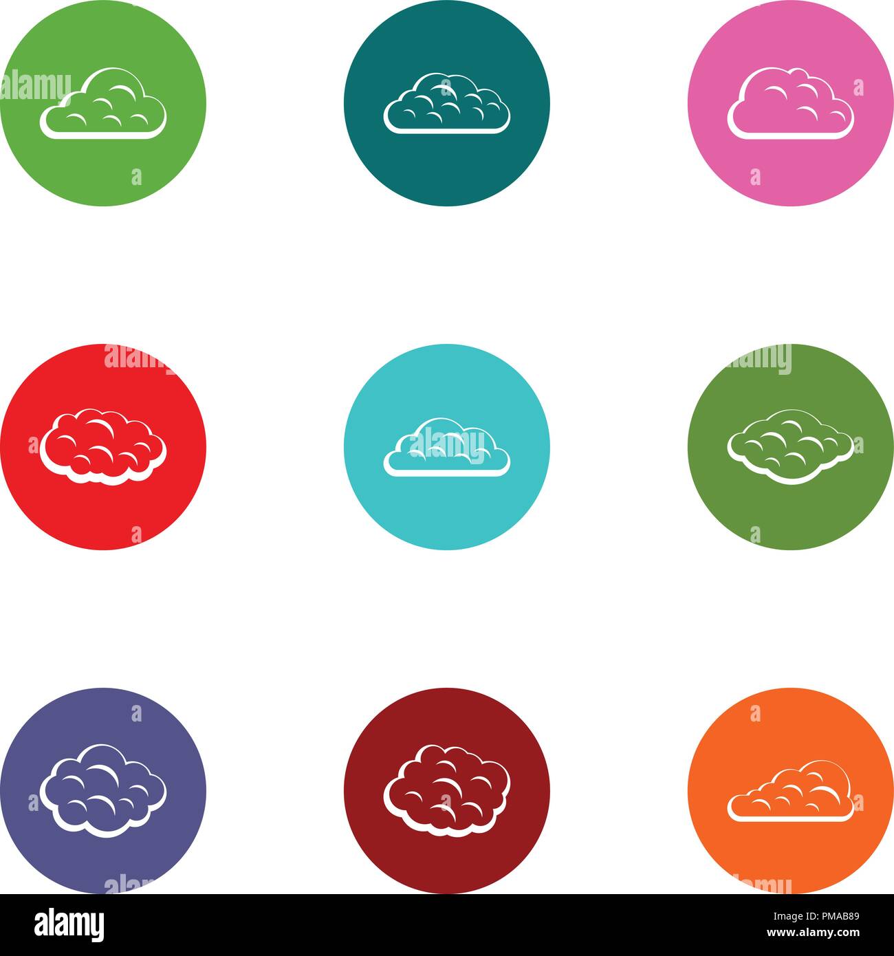 Fluffy cloud icons set, flat style Stock Vector Image & Art - Alamy