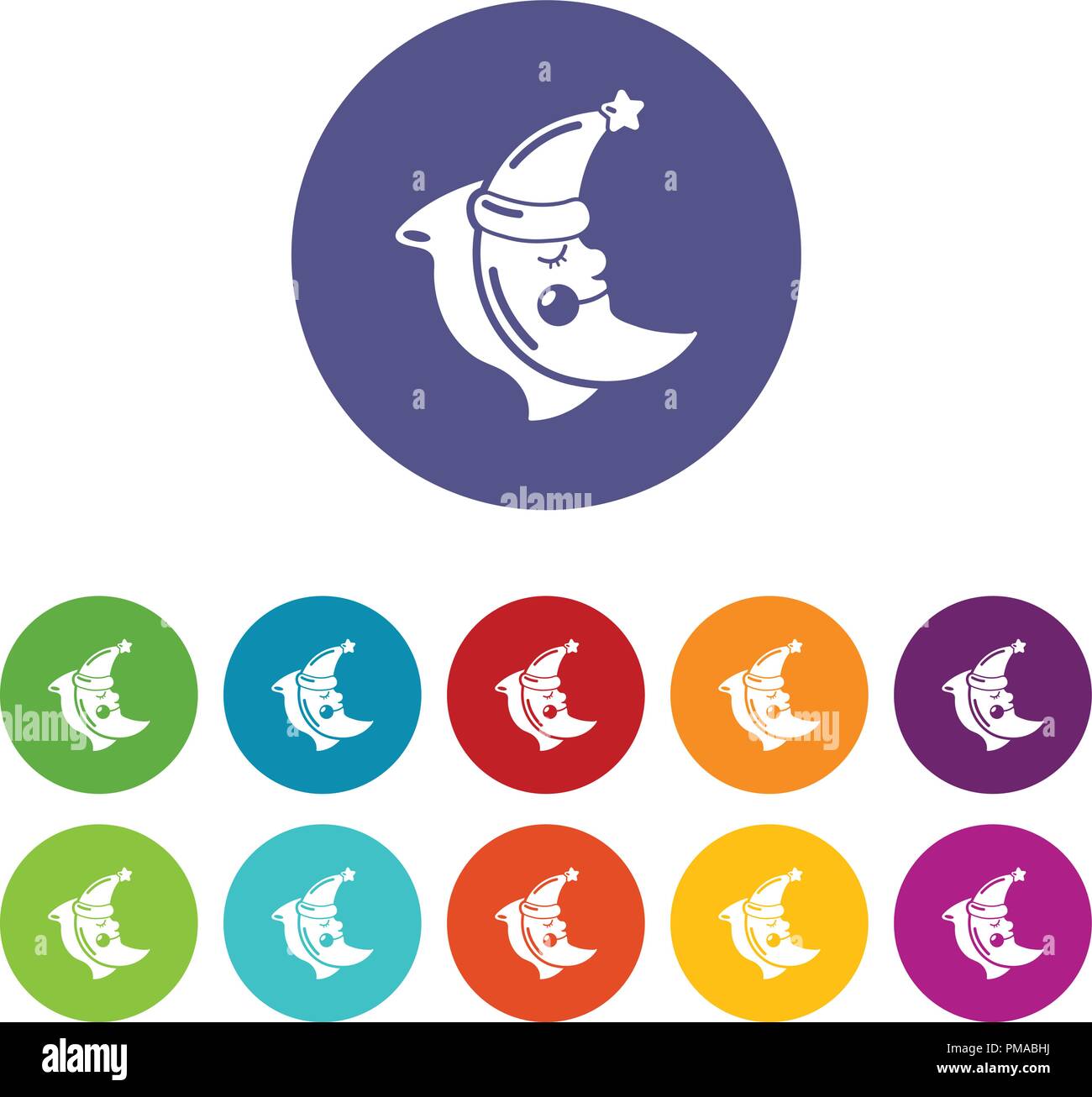 Sleeping moon icons set vector color Stock Vector Image & Art - Alamy