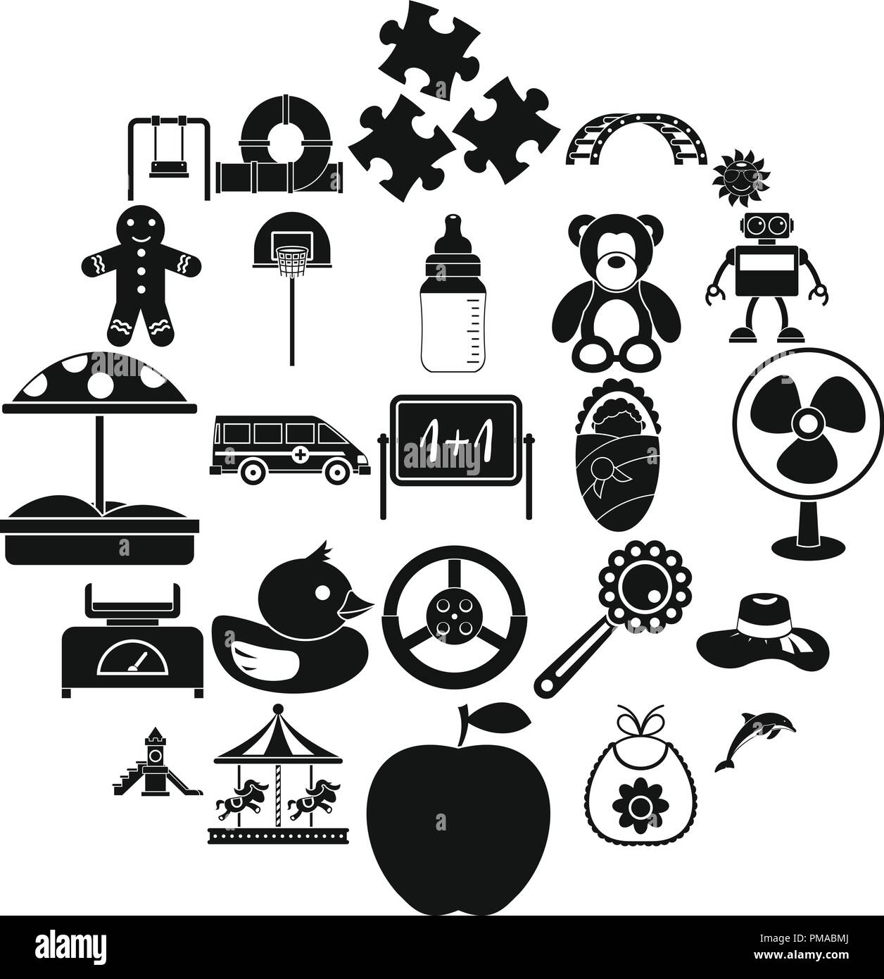 Children spontaneity icons set, simple style Stock Vector Image & Art ...