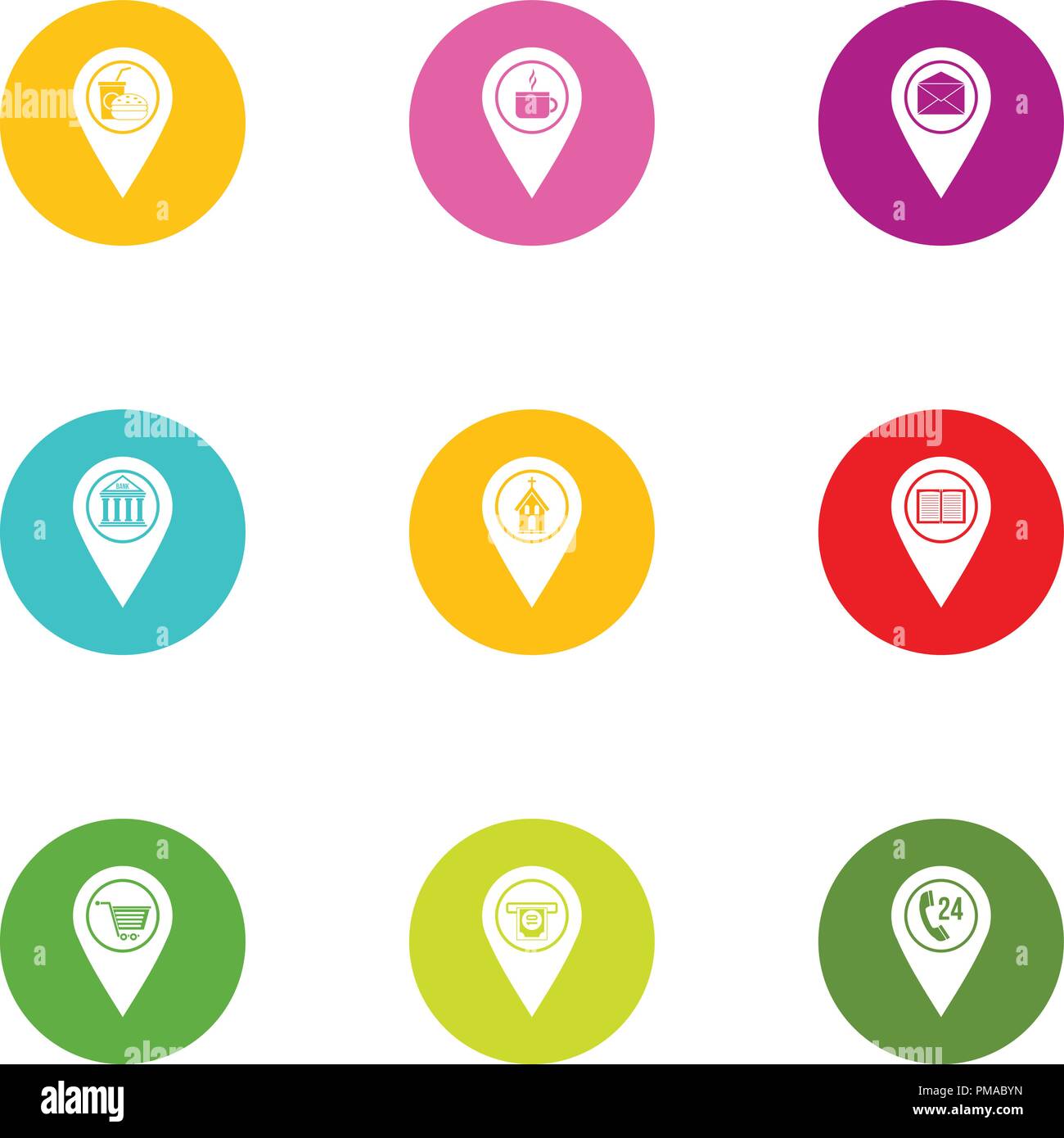 Geo point icons set, flat style Stock Vector Image & Art - Alamy