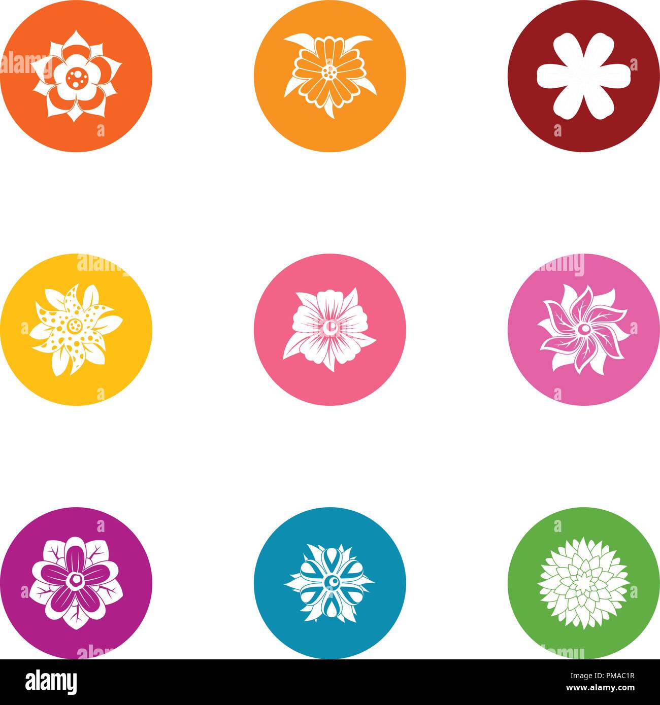 Flower pattern icons set, flat style Stock Vector Image & Art - Alamy