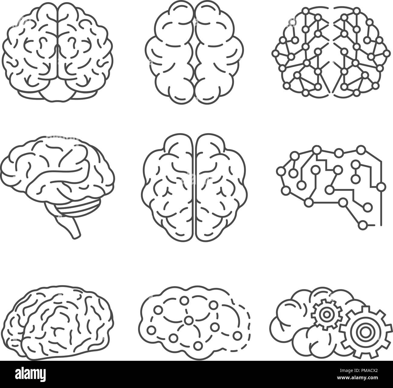 Memory brain icon set, outline style Stock Vector Image & Art - Alamy