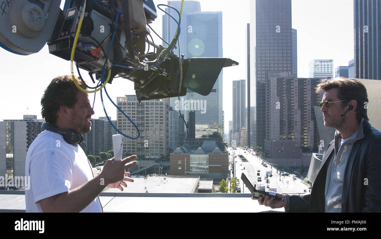 Director Brett Ratner on location in Los Angeles with Pierce Brosnan in ...