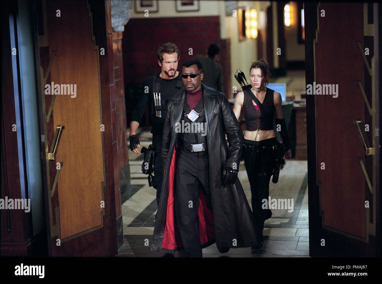 Ryan Reynolds (left), Wesley Snipes (center) and Jessica Biel (right) star in New Line Cinema's ...