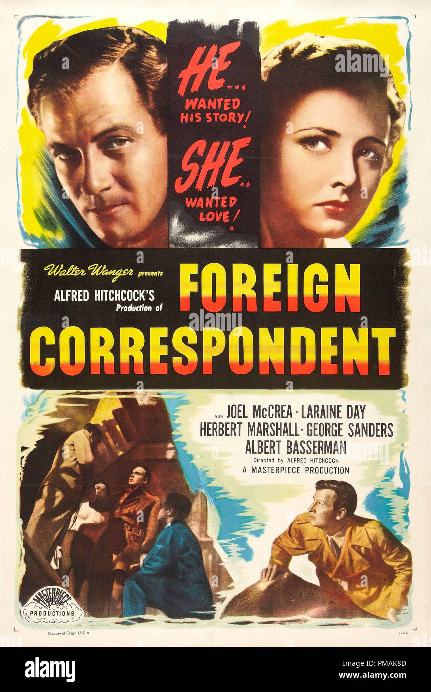 "Foreign Correspondent" (1940) United Artists Poster File Reference ...