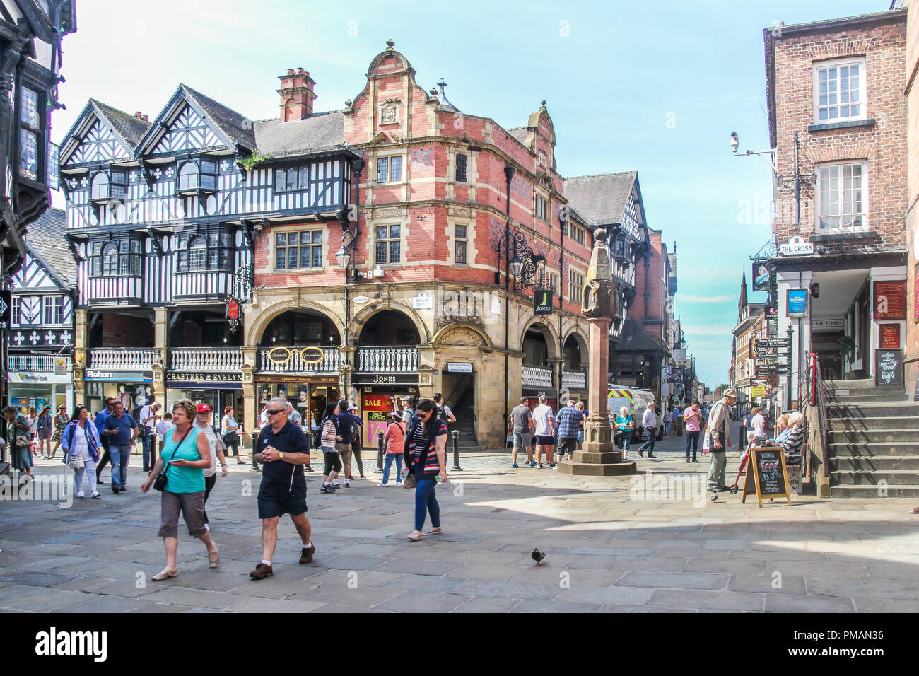 Chester, England - 16th August 2016: The medieval HIgh Cross. It sits ...