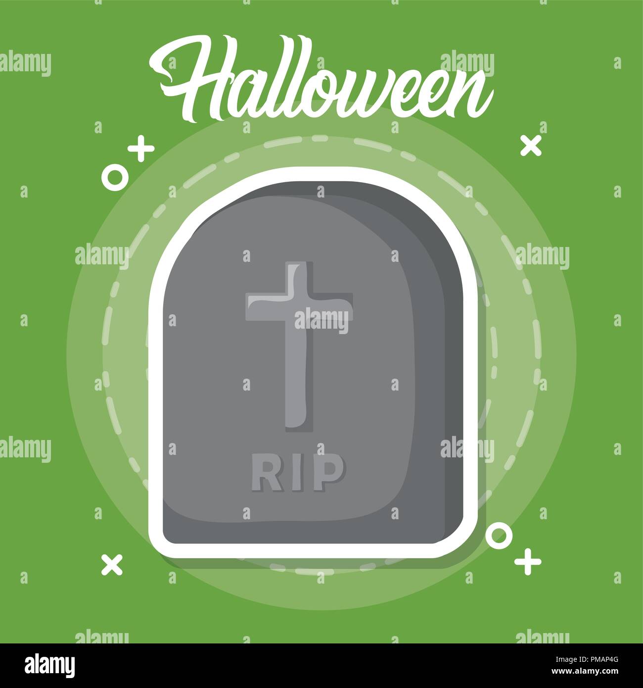 halloween celebration design with rip stone icon over green background ...