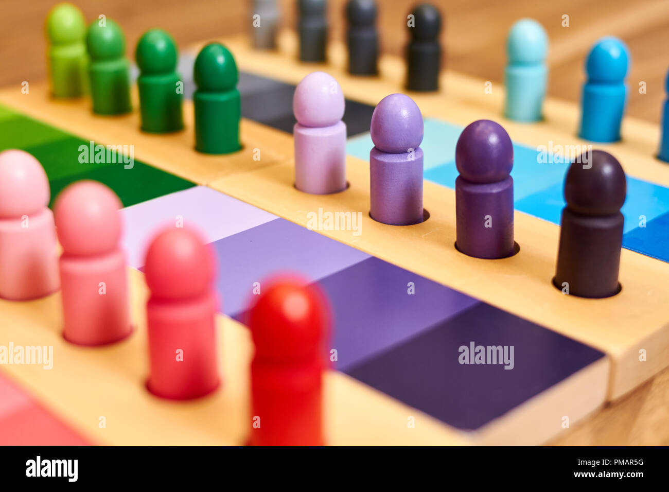 Montessori wood color gamut Stock Photo - Alamy