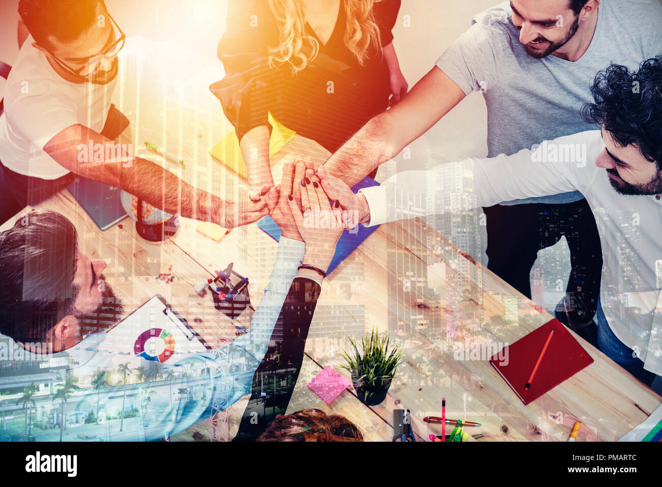 Business people putting their hands together. Concept of integration ...