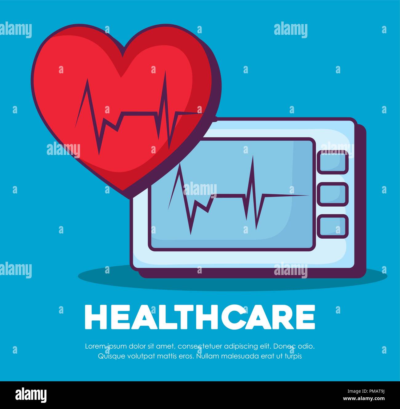Infographic of healthcare concept with cardiology heart icon over blue ...