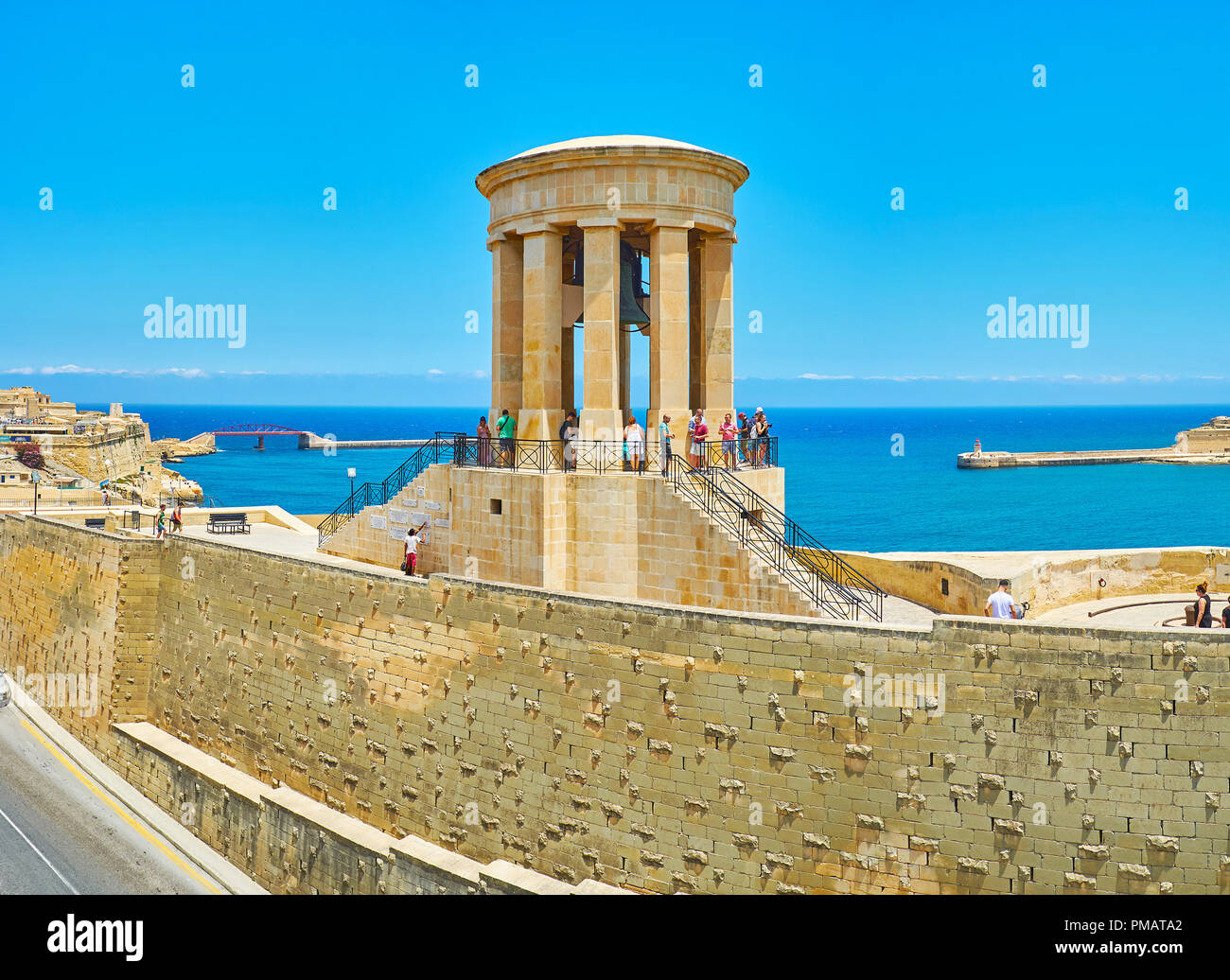 VALLETTA, MALTA - JUNE 17, 2018: The stone rotunda with bronze bell of ...