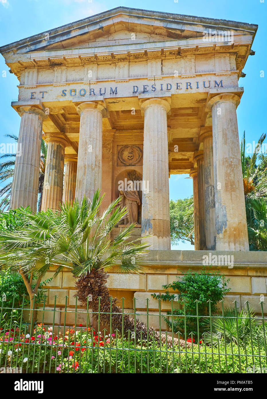 The Neoclassical Greek Temple in the middle of Lower Barrakka Gardens ...