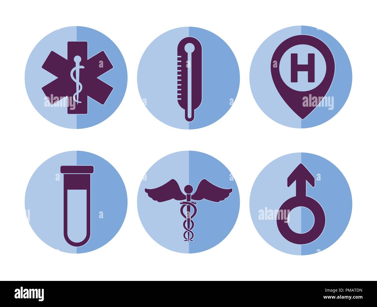 First aid icon set over blue circles and white background, vector ...