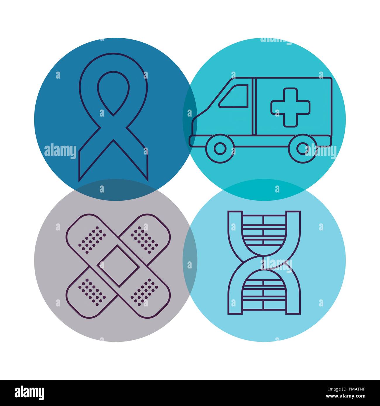 First aid icon set over colorful circles and white background, vector ...